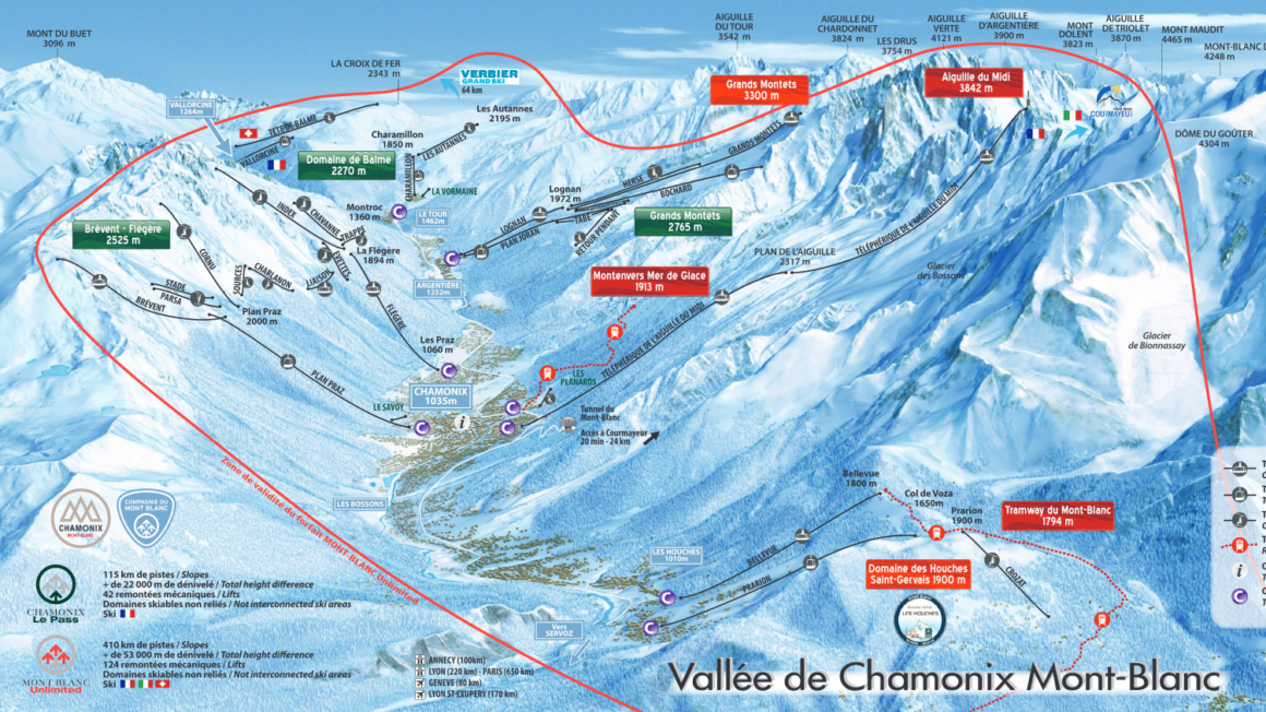 chamonix-piste-carte - Voyagez partout en Europe